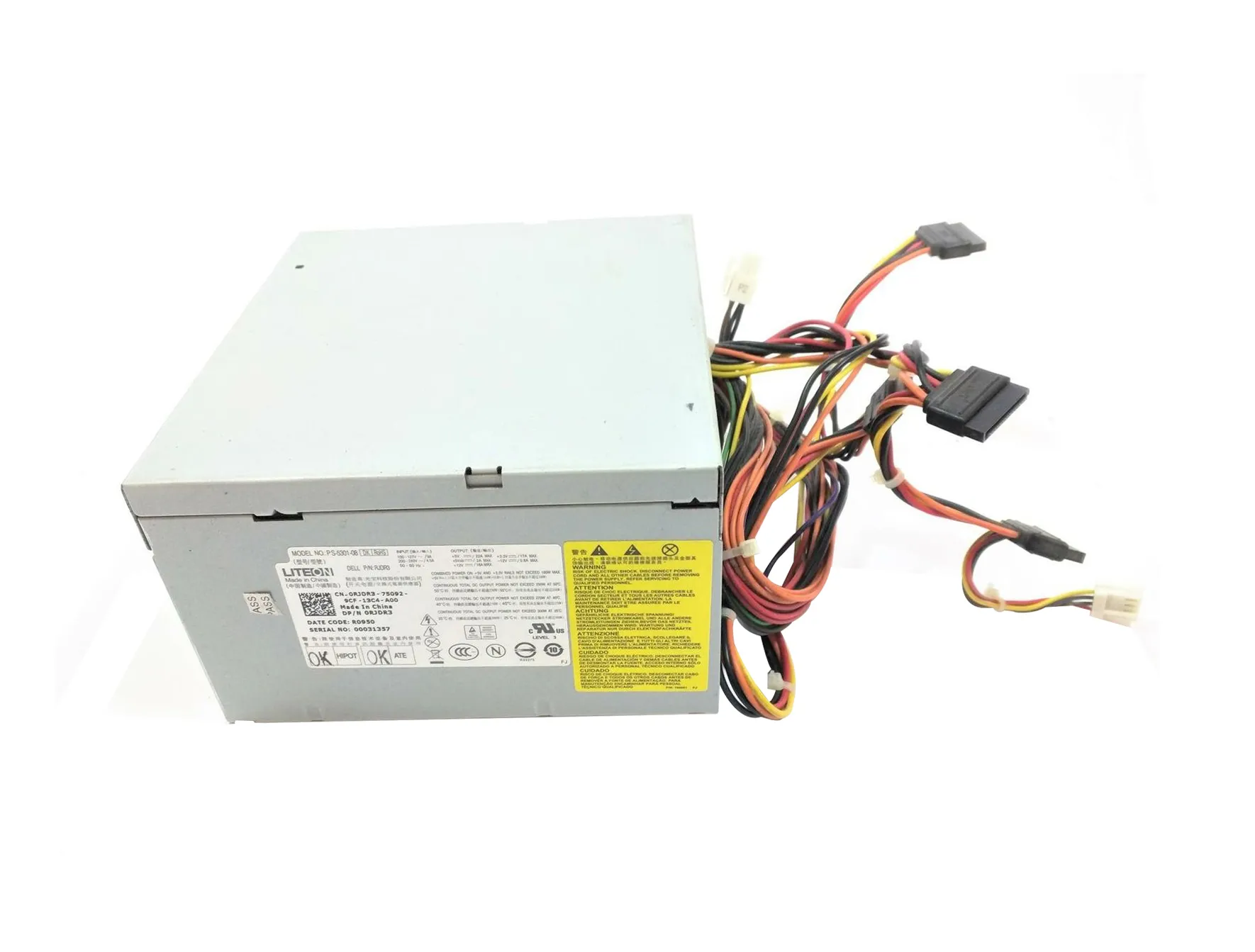 Dell RJDR3 300-Watts 200-240V AC 4.5A 50-60Hz Power Supply For Inspiron ...